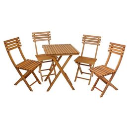 etc-shop Stuhl, 5 teilig Balkon-Set Sizt Tisch Gruppe Akazie Holz Garten Terrasse