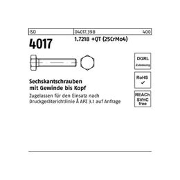 Bufab Sechskantschraube 100er Pack Sechskantschraube ISO 4017 VG M30x 200 1.7218 +QT (25CrMo4)