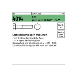 Bufab Sechskantschraube 100er Pack Sechskantschraube ISO 4014 Schaft M6x110 8.8 galv.verz. 8 D