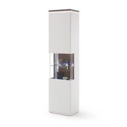 Expendio Vitrine Monia 3 weiß matt / Amberg Eiche 50x208x37 vormontiert Oberbodenbeleuchtung