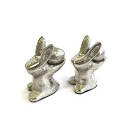 colmore Osterhase 2er Set Hasenpaar mit Osterei Silber 8 cm