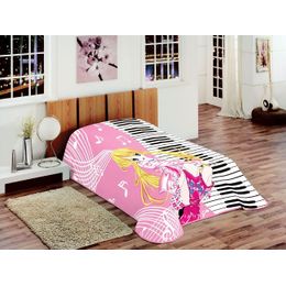 Teppich-Traum Tagesdecke Decke Kinderdecke Kuscheldecke Prinzessin mit Piano Rosa Pink Weiß