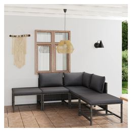 furnicato Garten-Essgruppe 6-tlg. Garten-Lounge-Set mit Kissen Poly Rattan Grau