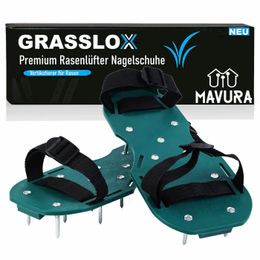 MAVURA Rasenlüfter GRASSLOX Rasenbelüfter Nagelschuhe Vertikutierer Nagelsohlen Schuhe