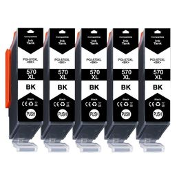 Druckerparadies 5er Multipack für Canon PGI-570 PGBK (XL) Tintenpatronen Set Tintenpatrone (5-tlg.