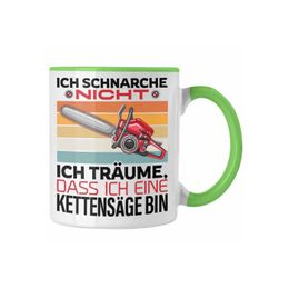 Trendation Tasse Ich Schnarche Nicht Ich Träume Kettensäge Geschenkidee Papa Opa der Sc