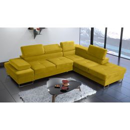 JVmoebel Ecksofa, Ecksofa Polsterung Couch Textil Wohnzimmer L-Form Modern gelb