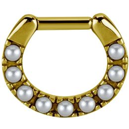 Karisma Piercing-Set Karisma Gold Edelstahl 316L Tribal Septum Clicker mit Swarovskt Perlen Ring Ohrring Nase 1