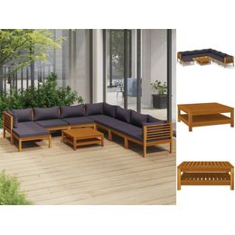 vidaXL Garten-Essgruppe 9-tlg Garten Lounge Set mit Auflage Massivholz Akazie Holz Sitzgruppe