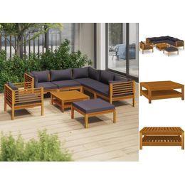 vidaXL Garten-Essgruppe 8-tlg Garten Lounge Set mit Auflage Massivholz Akazie Holz Sitzgruppe