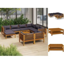 vidaXL Garten-Essgruppe 10-tlg Garten Lounge Set mit Auflage Massivholz Akazie Holz Sitzgruppe