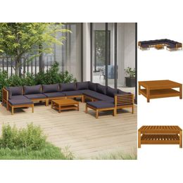 vidaXL Garten-Essgruppe 11-tlg Garten Lounge Set mit Auflage Massivholz Akazie Holz Sitzgruppe
