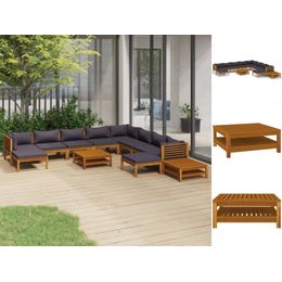 vidaXL Garten-Essgruppe 12-tlg Garten Lounge Set mit Auflage Massivholz Akazie Holz Sitzgruppe