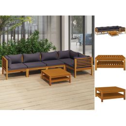 vidaXL Garten-Essgruppe 6-tlg Garten Lounge Set mit Auflage Massivholz Akazie Holz Sitzgruppe