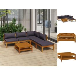 vidaXL Garten-Essgruppe 6-tlg Garten Lounge Set mit Auflage Massivholz Akazie Holz Sitzgruppe