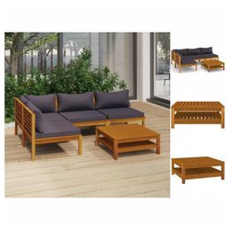 vidaXL Garten-Essgruppe 5-tlg Garten Lounge Set mit Auflage Massivholz Akazie Holz Sitzgruppe