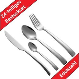 KESSMANN Schäfer Besteck-Set 24 Teiliges rostfreier Edelstahl 6 Personen silber Menü Essbesteck (24-tlg)