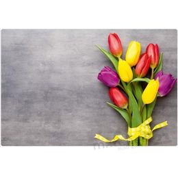 matches21 HOME & HOBBY Platzset, Tischset Blumen bunte Tulpen Tischunterlage Tischdeko