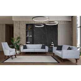 JVmoebel Wohnzimmer-Set Sofagarnitur 3+3+1 Sitzer Sofa Sessel Weiß Luxus Set Wohnzimmer Modern