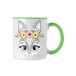Trendation Tasse Hasen Tasse Geschenk Hasen-Besitzer Kaninchen Kinder Süße Grafik Blume