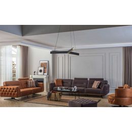 JVmoebel Wohnzimmer-Set Chesterfield Sofagarnitur Sofa 431 Sitzer Kunstleder Sofas Braun Luxus