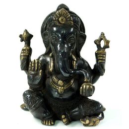 Guru-Shop Dekofigur Messingfigur Ganesha Statue 15 cm