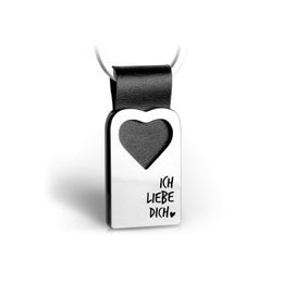 FABACH Schlüsselanhänger Leder mit Herz und Gravur "Ich liebe Dich"