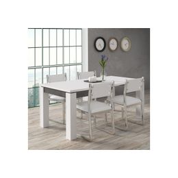 Newroom Esstisch Zanto, Esstisch Weiß und Betonoptik Modern Ausziehbar Tisch Esszimmer