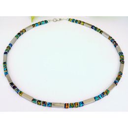 traumschmuck Kette ohne Anhänger 062g Würfelkette Halskette Hämatit silber Glaswürfel goldfarben blau (Geschenk