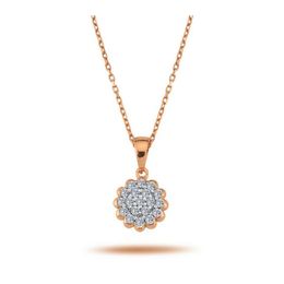 EinStein Diamant Goldkette Halskette mit Diamanten Anhänger Flora Brillant-Schliff in 14 Karat Rotgold Rosegold