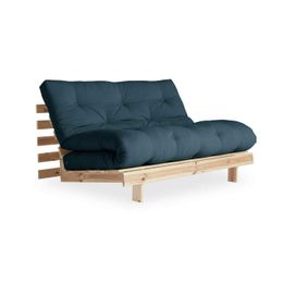 Karup Design 2-Sitzer Schlafsofa ROOTS 140 cm Sofa Gestell Kiefer Massivholz Bezug Petrol