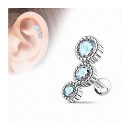 Taffstyle Piercing-Set Tragus Piercing mit 3 Kristallen Strass Steinen