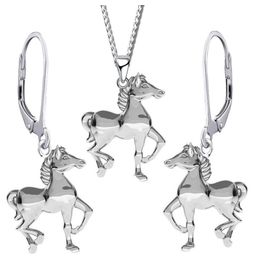 Limana Ohrring und Ketten Set echt 925 Sterling Silber Pferde Halskette