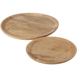 Boltze - Teller Maino 2er Set Serviertablett Mango Holz ø 26-35cm Schale