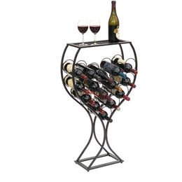 DanDiBo - Weinregal Weinglas Design Metall Schwarz Flaschenregal stehend 100 cm 96211 für 15 Flaschen Schmiedeeisen