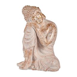 Ibergarden Dekofigur Dekorative Figur für den Garten Buddha WeißGolden Polyesterharz 35