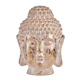 Ibergarden Dekofigur Dekorative Figur für den Garten Buddha Kopf WeißGolden Polyesterharz 4