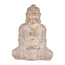 Ibergarden Dekofigur Dekorative Figur für den Garten Buddha WeißGolden Polyesterharz 25 x 5