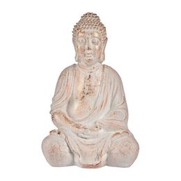 Ibergarden Dekofigur Dekorative Figur für den Garten Buddha WeißGolden Polyesterharz 24