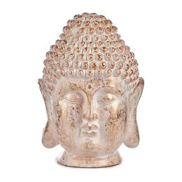 Ibergarden Dekofigur Dekorative Figur für den Garten Buddha Kopf WeißGolden Polyesterharz 3