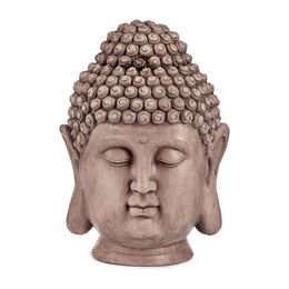 Ibergarden Dekofigur Dekorative Figur für den Garten Buddha Kopf Grau Polyesterharz 31