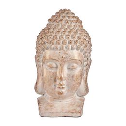 Ibergarden Dekofigur Dekorative Figur für den Garten Buddha Kopf WeißGolden Polyesterharz 3
