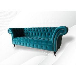 JVmoebel Chesterfield-Sofa Gemütliches Türkis Sofa Couch Chesterfield Luxus Textil Neu