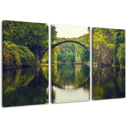 Pixxprint Leinwandbild Rakotz-Brücke Kromlau Reflexion