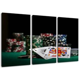 Pixxprint Leinwandbild Pokertisch Las Vegas