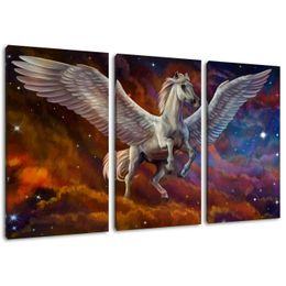 Pixxprint Leinwandbild Weißer Pegasus mit Engelsflügel