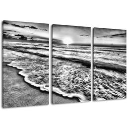 Pixxprint Leinwandbild Meer bei Sonnenuntergang