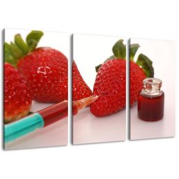 Pixxprint Leinwandbild Erdbeeren mit Lebensmittelfarbe