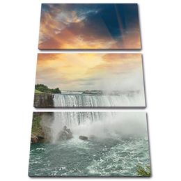 Pixxprint Leinwandbild Niagarafälle bei Sonnenuntergang