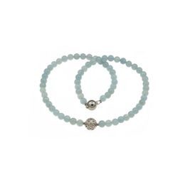 Bella Carina Perlenkette Kette mit 6 mm Aquamarin Perlen und Silberperle